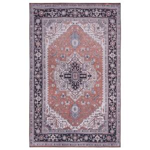 SAFAVIEH Tuscon Beige/Rust 7 ft. x 9 ft. Machine Washable Medallion ...