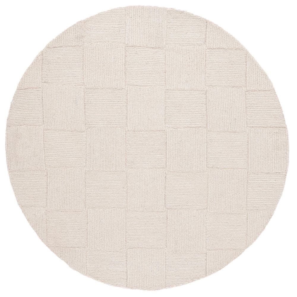 SAFAVIEH Mykonos 6 ft. x 6 ft. Ivory High-Low Isometric Round Area Rug ...