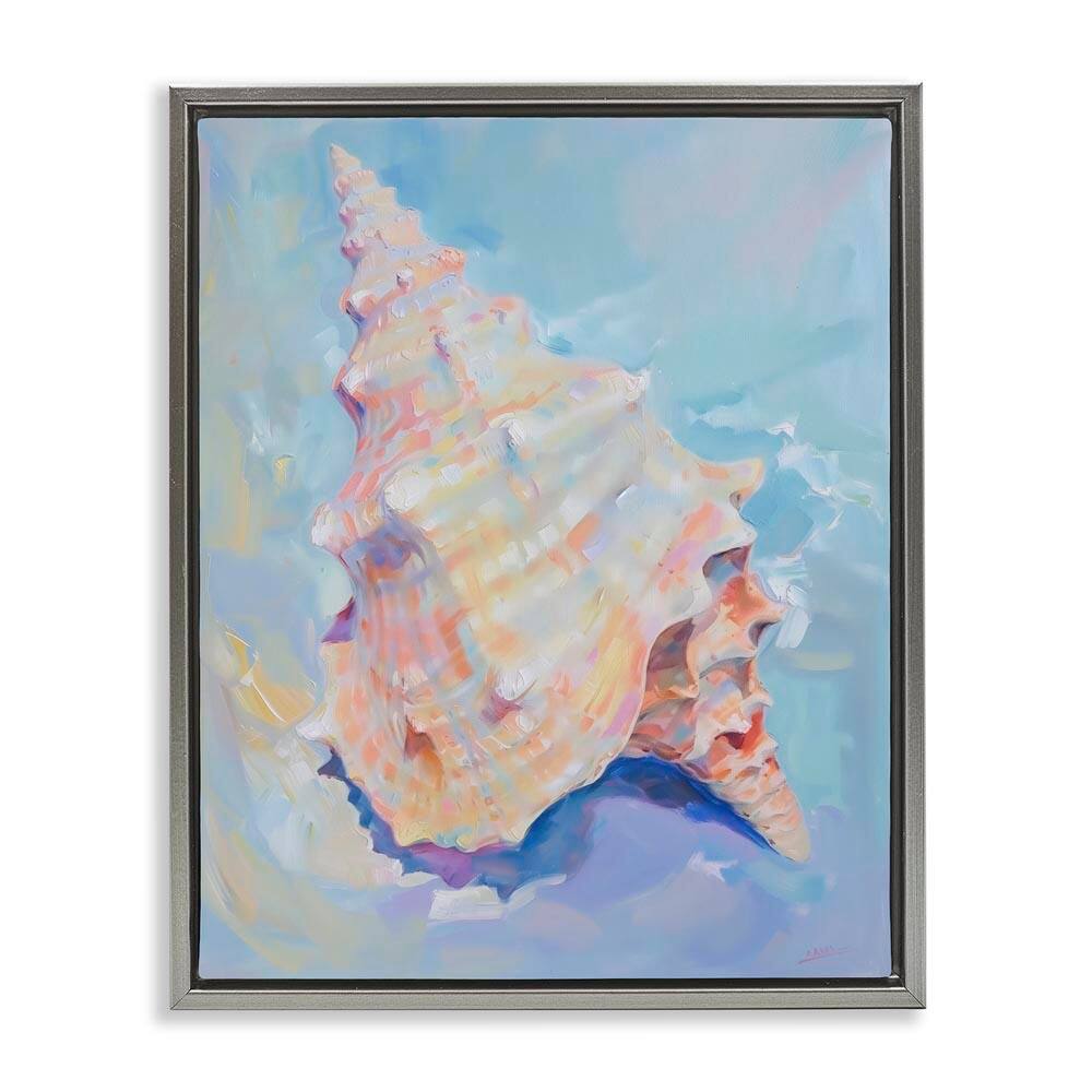Stupell Industries Coastal Conch Shell by Arlington Prints Gray Floater ...