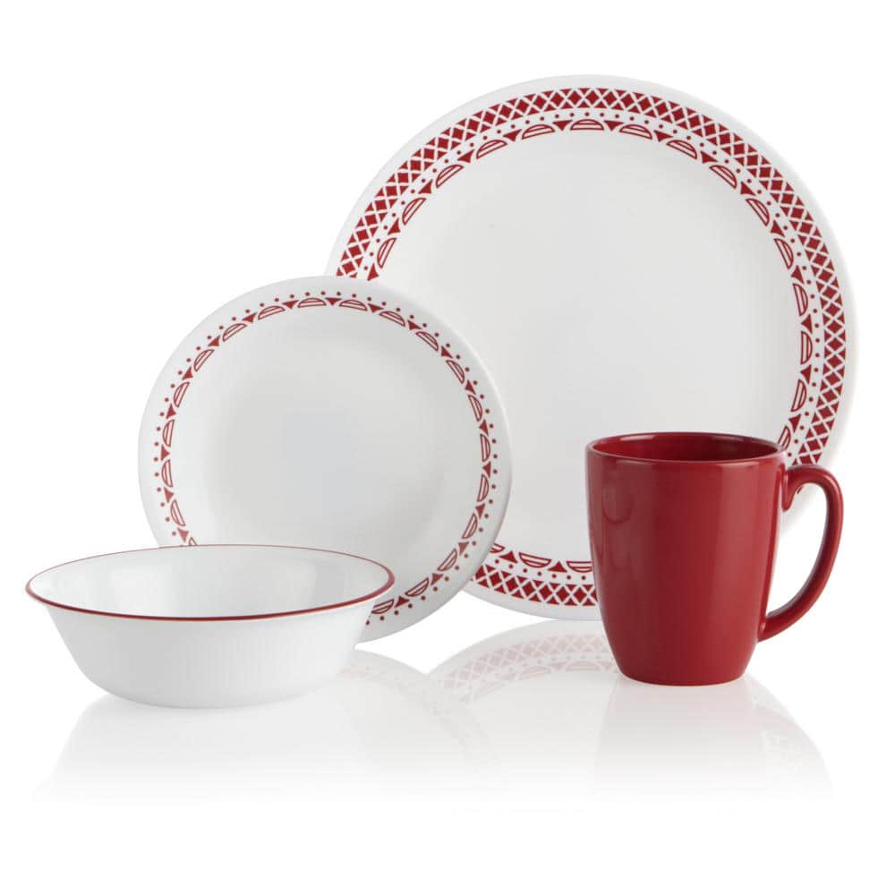 Corelle 16-Piece Patterned Cordoba Glass Dinnerware Set (Service for 4 ...