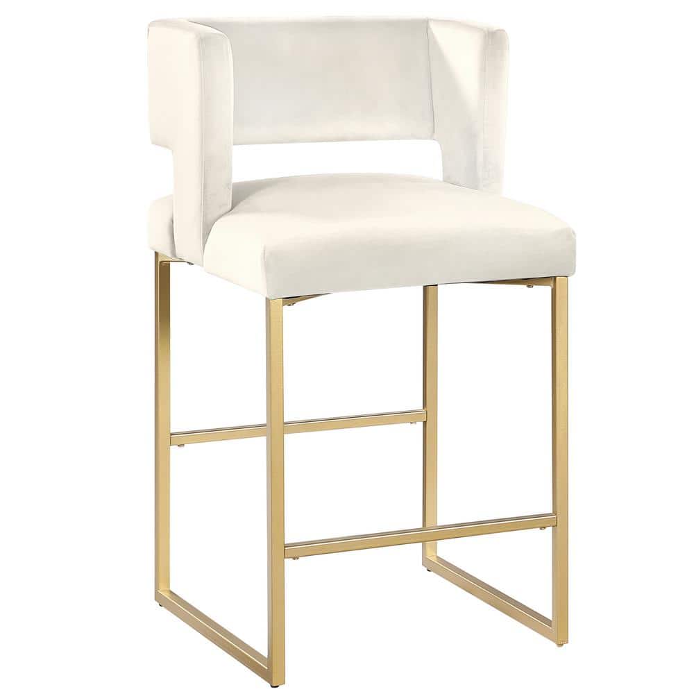 Best Master Furniture Lynx 36.5 in H Cream Velvet Bar Stools in Gold ...