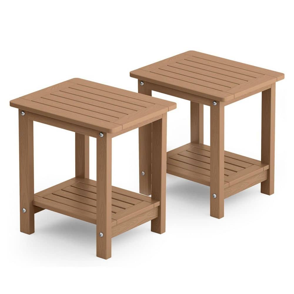 Teak Square Plastic Outdoor Side Table, Set of 2 L0CLLRGCC1 - The Home ...