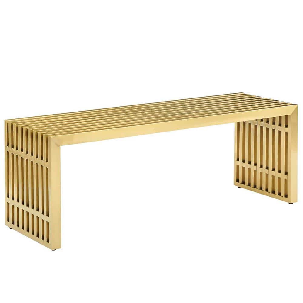 MODWAY Gridiron Gold Medium Stainless Steel Bench EEI-3035-GLD - The ...