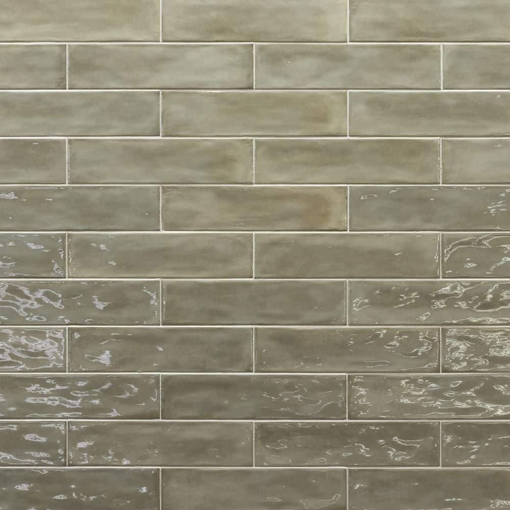 Jeffrey Court Rustico Green 3 in. x 12 in. Glossy Ceramic Rectangular ...