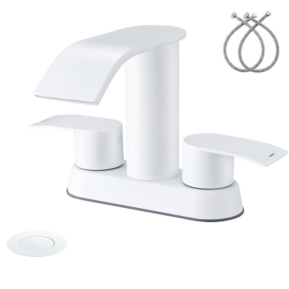 GAGALIFE 4 in. Centerset Double Handle Waterfall Spout Bathroom Vessel ...