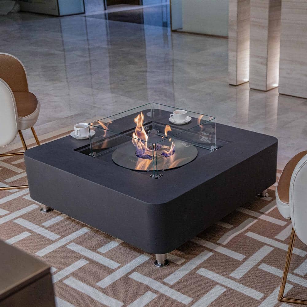 Elementi Perth 40 in.Concrete Ethanol Fire Pit Table in Slate Black ...
