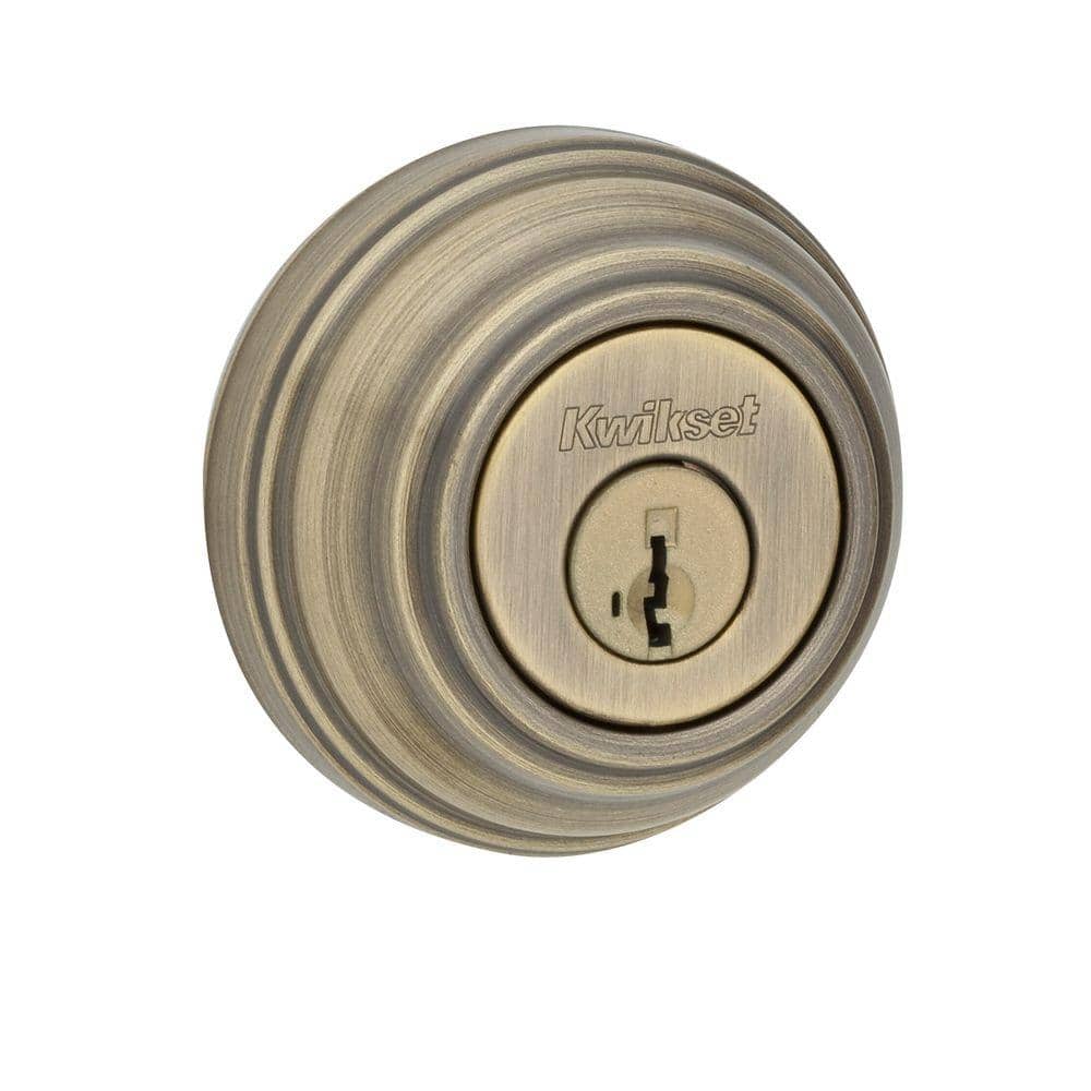 Kwikset 980 Series Single Cylinder Antique Brass Deadbolt Featuring ...