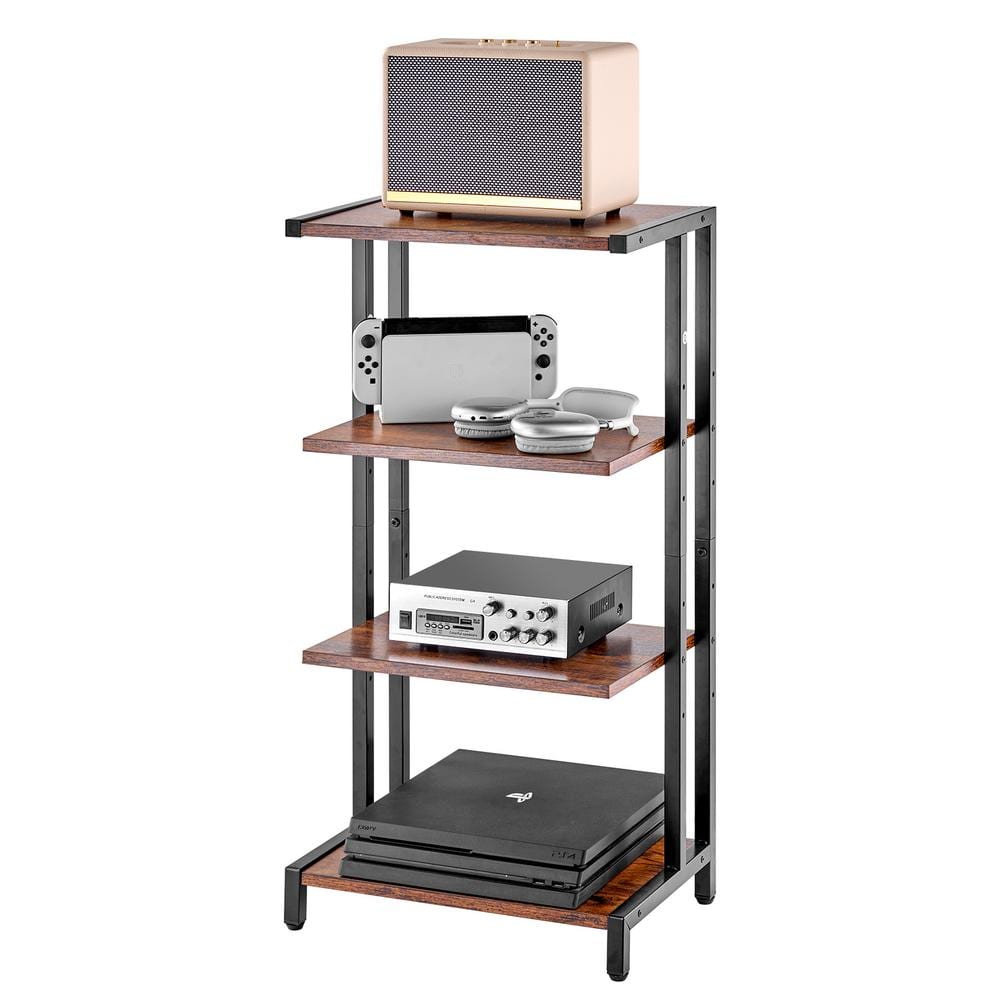 VEVOR AV Media Stand 4-Tier, Audio/Video Stand Height-Adjustable Wooden ...