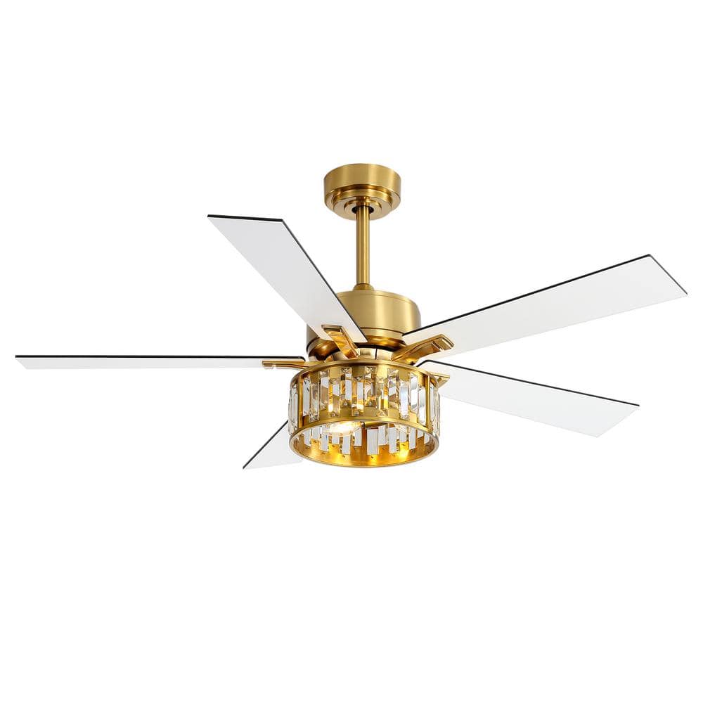 Breezary Sergio 52 in. Indoor Gold Ceiling Fans with Light Kit and ...