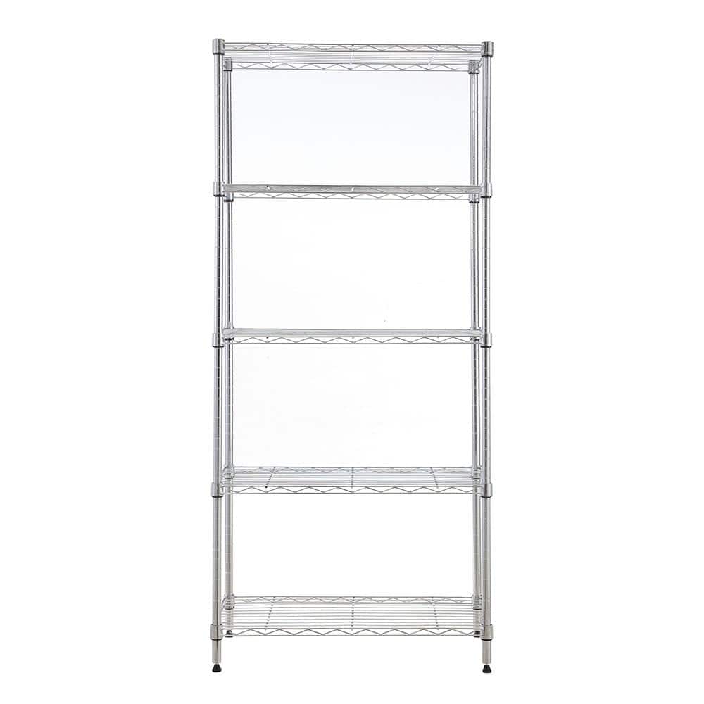 mzg 5 Tier Chrome Utility Wire Shelving Unit 14 in. x 24 in. x 63 in ...
