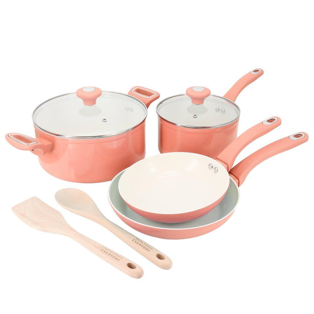 MARTHA STEWART EVERYDAY Rexford 8 Piece Ceramic Nonstick Aluminum ...