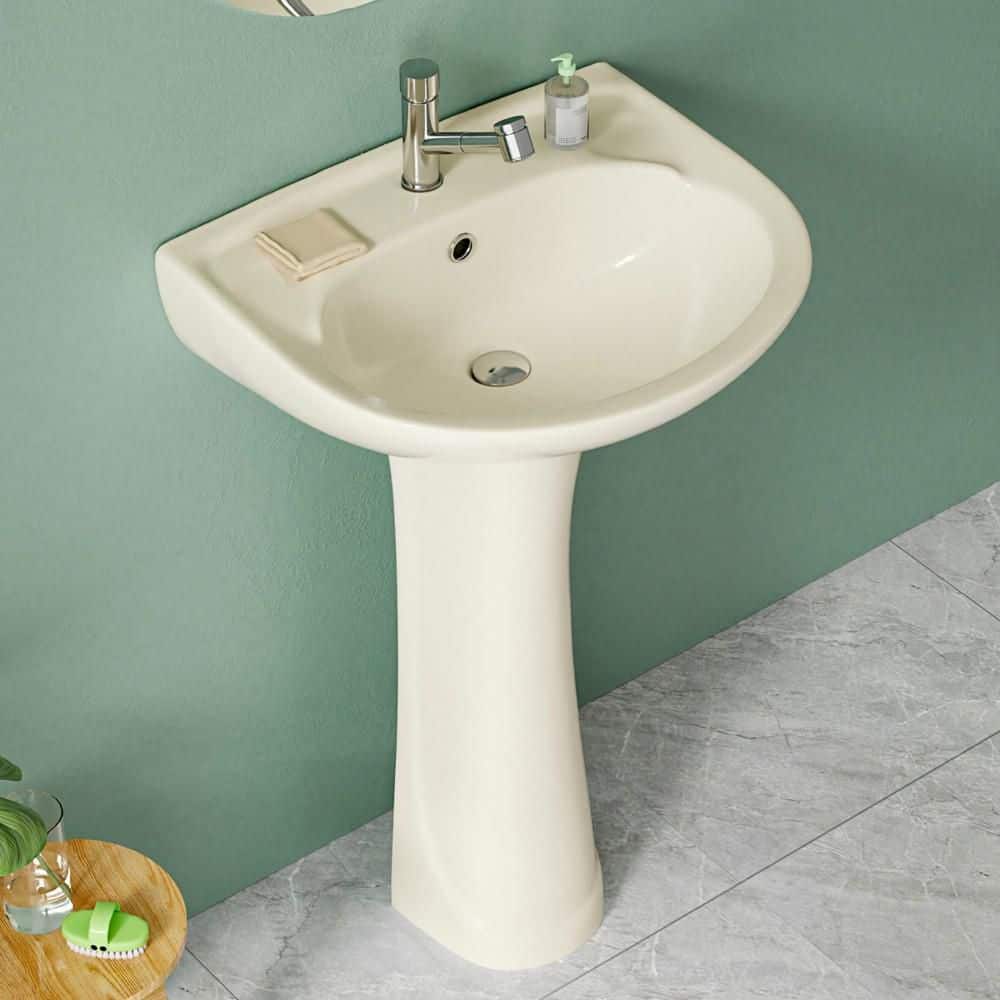 Vomlor 16.5 in. D x 20 in. W Bathroom Pedestal Sink Combo Novelty U ...