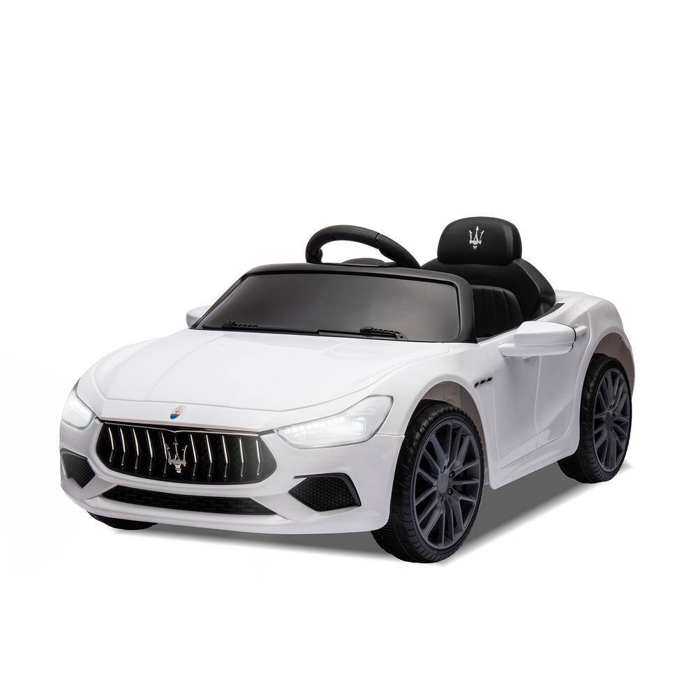Huluwat White 12-Volt Maserati Kids Car Electric Vehicle with 2 Motors ...