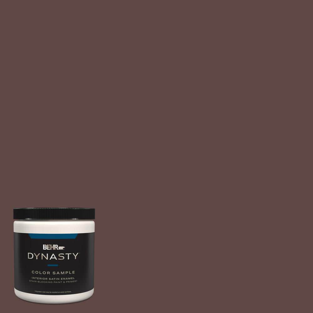 BEHR DYNASTY 8 oz. #710B-7 Rich Mahogany Satin Enamel Stain-Blocking ...