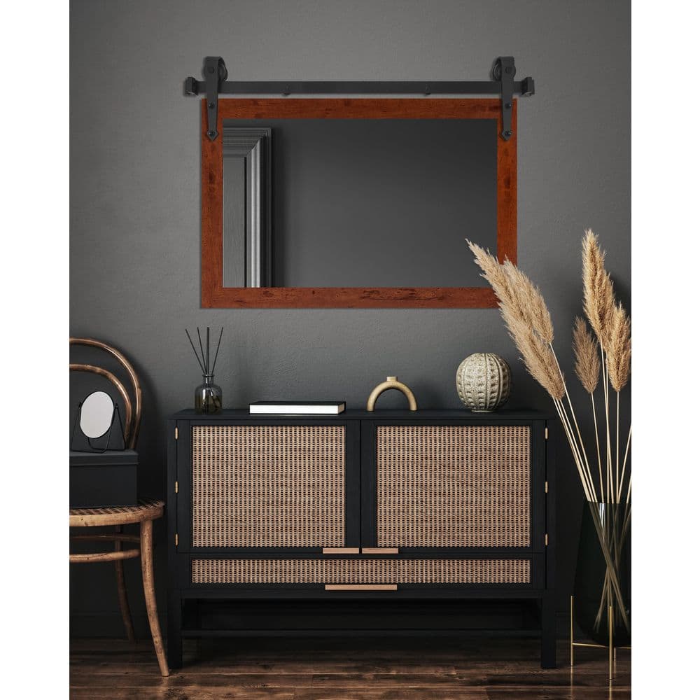 Rayne Mirrors (56 in. W x 33 in. H) Dark Brown Modern Rustic Mirror ...