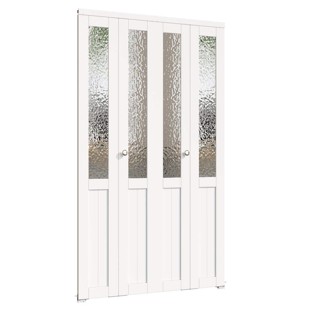 ARK DESIGN 48 in. x 80 in. 1/2 Lite Tempered Kasumi Ripple Glass Solid ...