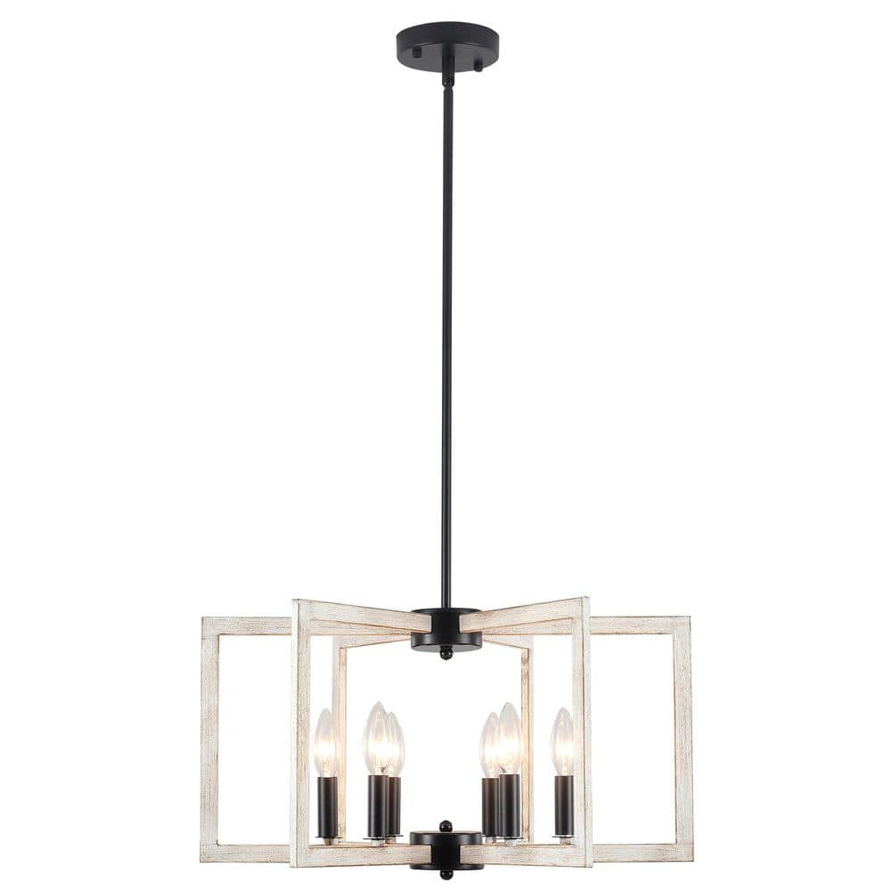 ADSENSTY 6 - Light Distressed White/Black Candle-Style Geometric ...