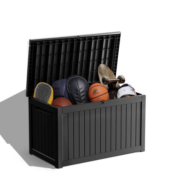 EasyUp 260 gal. Black Resin Outdoor Storage Deck Box 260GB-BLK - The ...