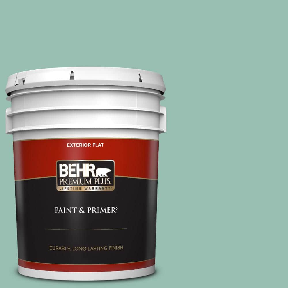 BEHR PREMIUM PLUS 5 gal. #PPU12-07 Spring Stream Flat Exterior Paint ...