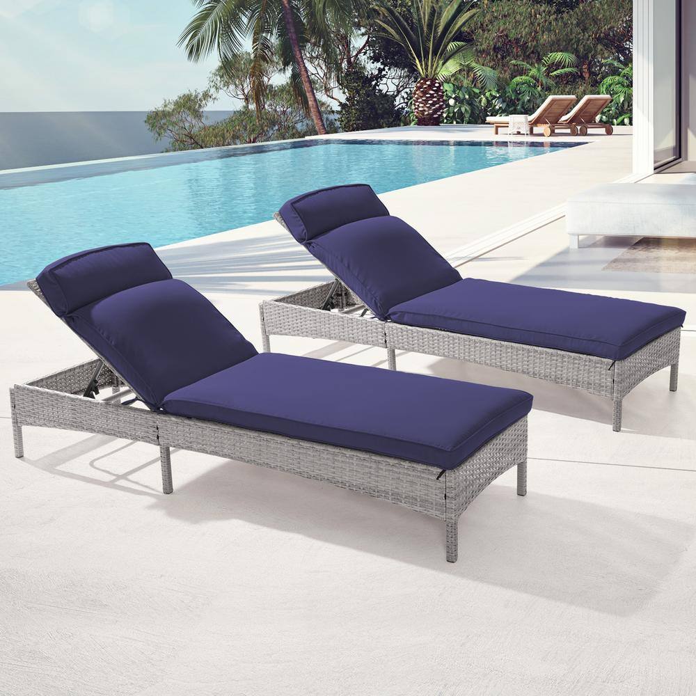 Sonkuki Outdoor Patio Wicker Chaise Lounge Chairs with Adjustable ...