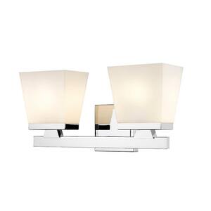 Neoma 13.5 in. 2-Light Chrome Vanity Light with Opal Etched Glass Shade ...