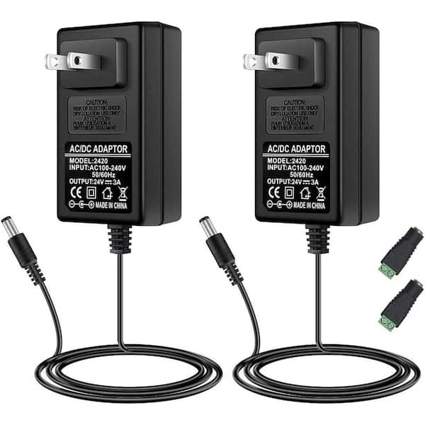 24V 2A 48W Power Supply Adapter for LED Lights Wall Plug 2-Pack ...