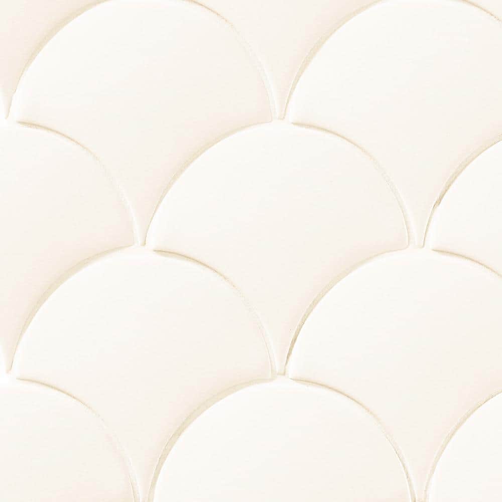 Ivy Hill Tile Beta Pure White 5 in. x 0.39 in. Scallop Polished Ceramic ...