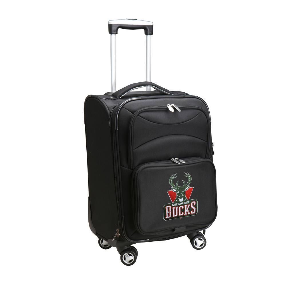 Denco NBA Milwaukee Bucks 21 in. Black Carry-On Spinner Softside ...