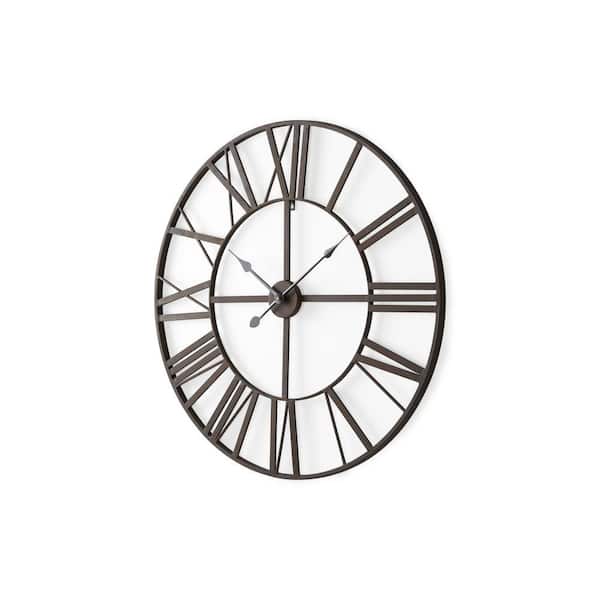 Mercana Pender 29.9 L x 1.8 W x 29.9 H Black Iron Round Wall Clock ...