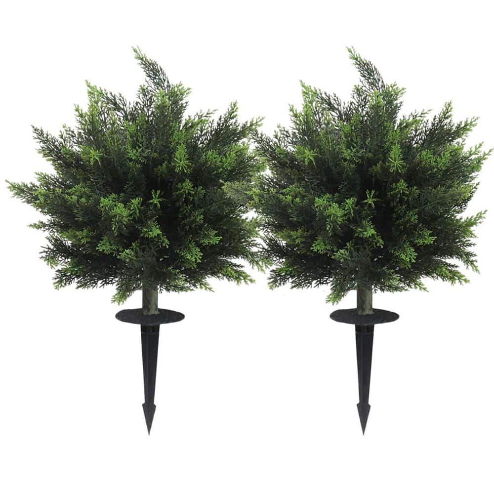 Artificial 2 ft. Cedar Pine Topiary Tree Set of 2, Realistic UV ...