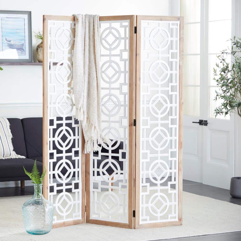 Litton Lane 72 in. White Wood Farmhouse Room Divider Screen 84339 - The ...
