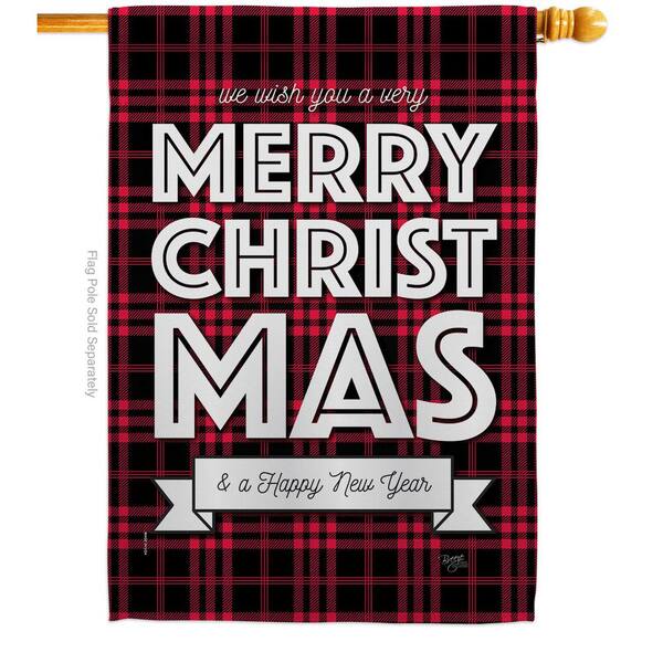 Breeze Decor 28 in. x 40 in. Buffalo Plaid Christmas House Flag Double ...