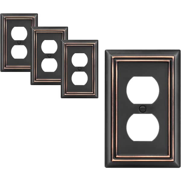 DEWENWILS 1-Gang Aged Bronze Duplex Outlet Metal Wall Plates (4-Pack ...