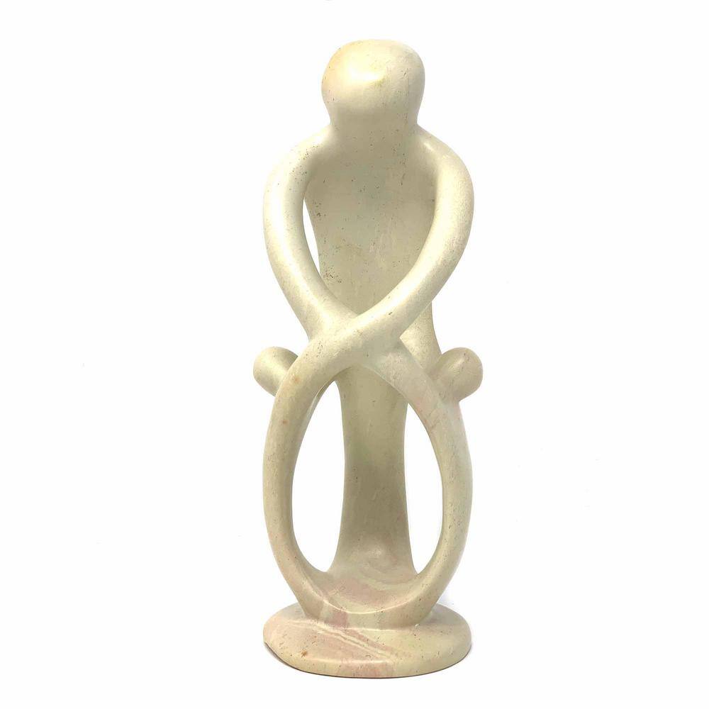 Global Crafts Soapstone Family Sculpture: Natural Stone, 1 Parent 2 ...
