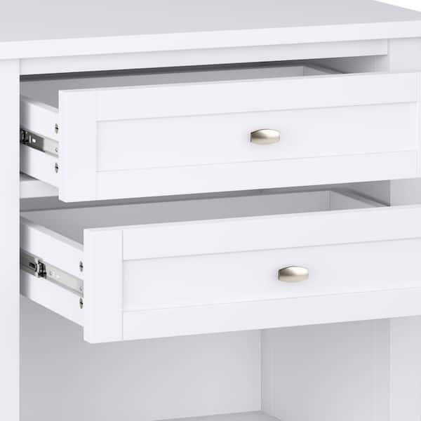 Simpli Home Warm Shaker Solid Wood 24 in. Wide Transitional Bedside Nightstand Table in White AXWSH BS W