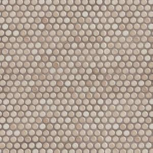 Merola Tile Hudson Penny Round Glossy White 12 in. x 13 in. Porcelain ...