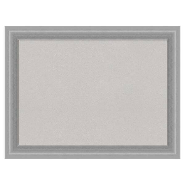 Amanti Art Peak Polished Nickel Narrow Framed Grey Corkboard 33 in. x ...
