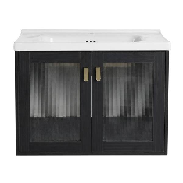 32 in.Wall Mounted Bathroom Vanity with Sink for Small Bathroom Storage Cabinet Solid Wood Frame W0109 VS32 The Home Depot