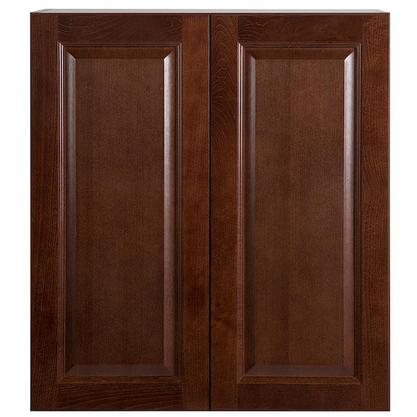 Hampton Bay Benton Assembled 27x30x12 in. Wall Cabinet in Amber BT2730W ...