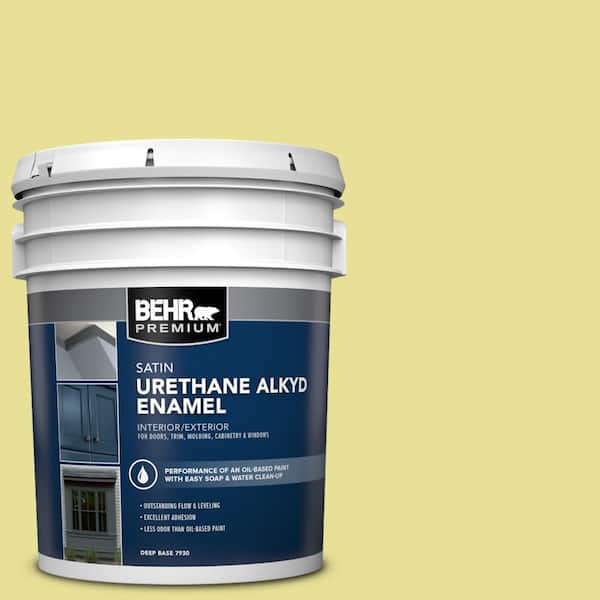 BEHR PREMIUM 5 gal. #P340-3 Reviving Green Urethane Alkyd Satin Enamel ...