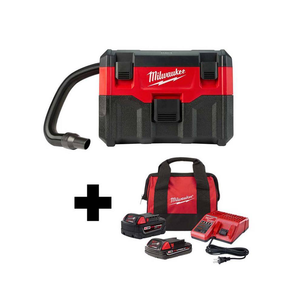 Milwaukee M18 18-Volt 2 Gal. Lithium-Ion Cordless Wet/Dry Vac with 5.0 ...