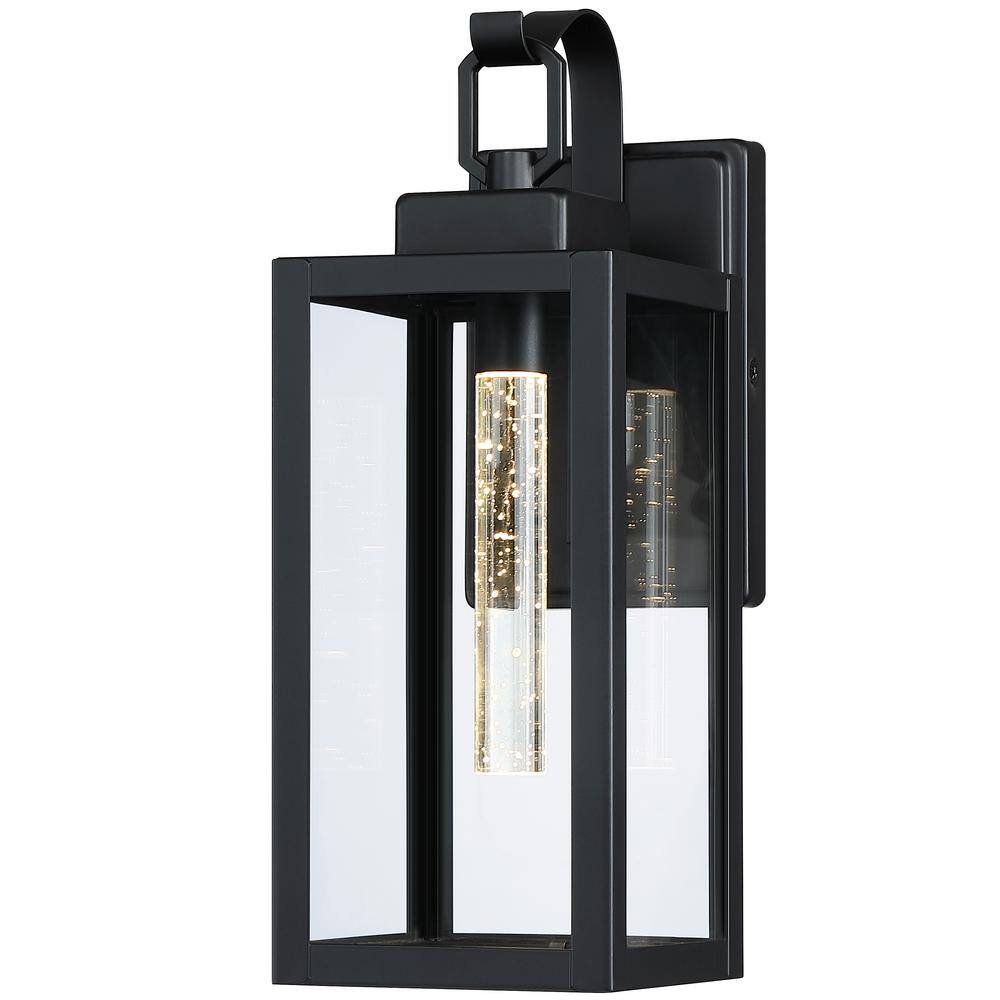 Uixe Modern 1-Light Matte Black LED Outdoor Wall Lantern Sconce with ...