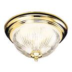 Design House 3-Light Polished Brass Ceiling Fixture with Clear Ribbed ...
