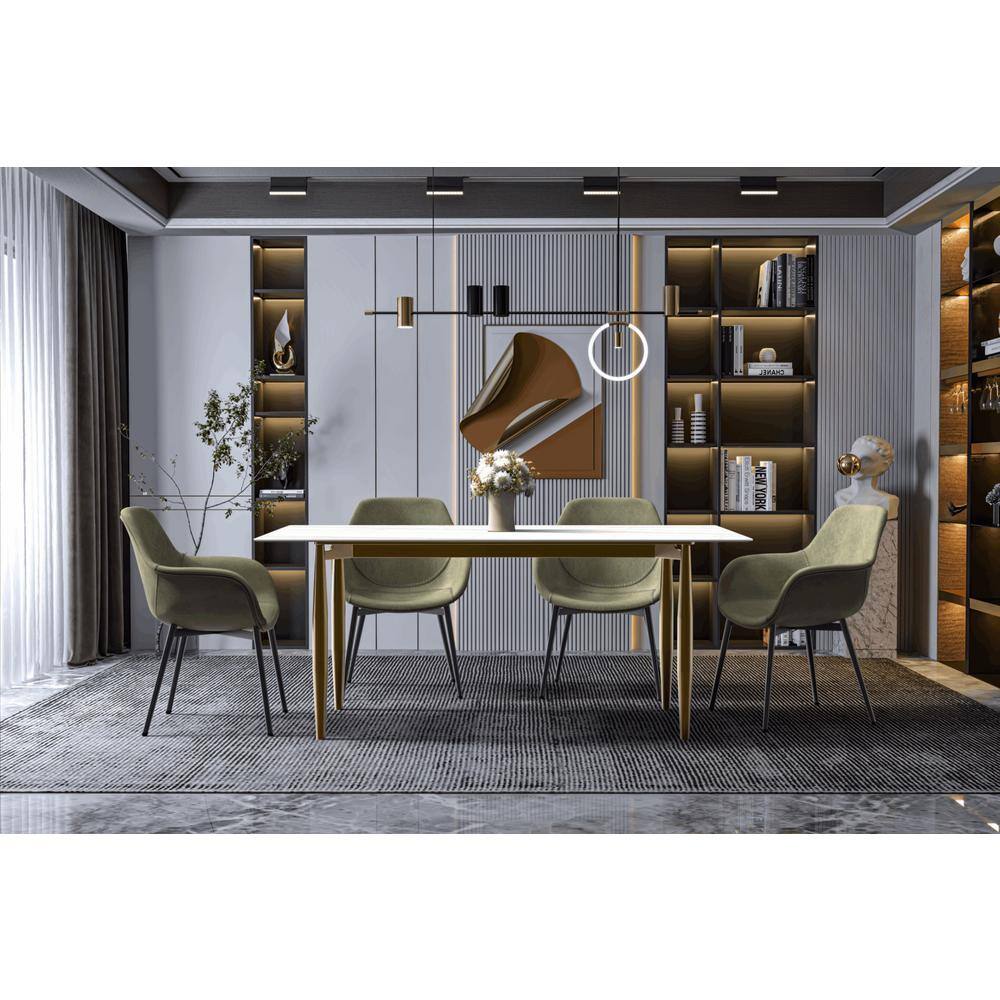 Leisuremod Zinti Modern Dining Table with 55 in. Sintered Stone ...