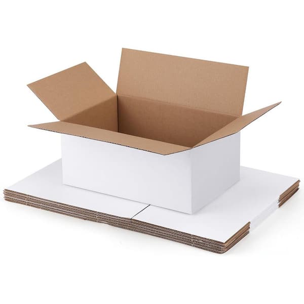 1.43 lb. 10x7x5 Corrugated Cardboard Shipping Boxes White Set of 6 for ...