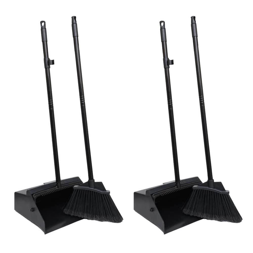 BISON LIFE 48.5 in. Lobby Broom and Dustpan Set for Indoor/Outdoor ...