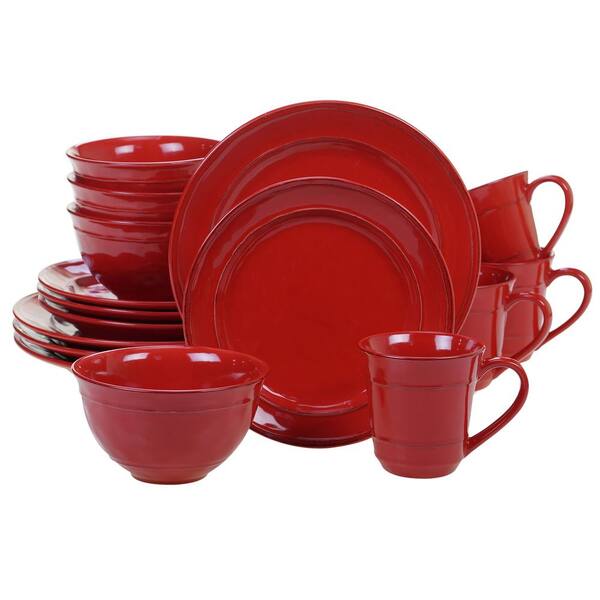 Certified International Orbit 16-Piece Traditional Red Ceramic ...