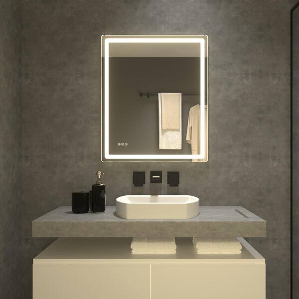 TaiMei 30 in. W x 36 in. H Round Corner Rectangular Frameless Wall ...