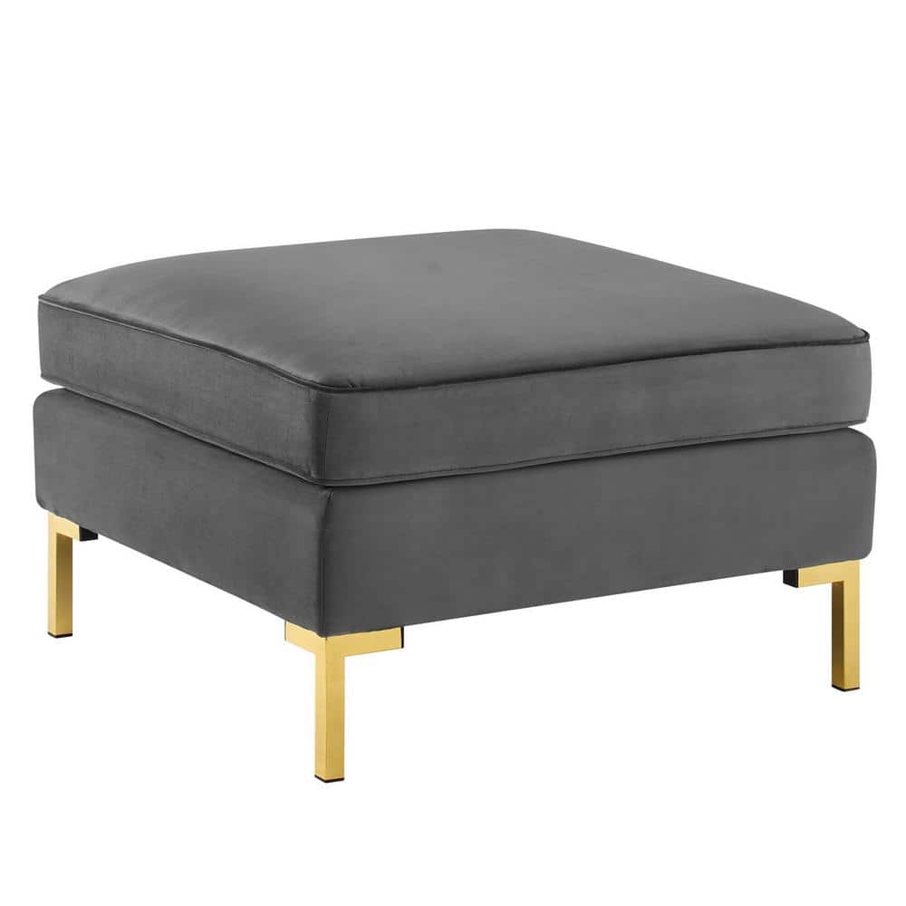 MODWAY Ardent Performance Gray Velvet Ottoman EEI-3987-GRY - The Home Depot