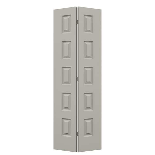 JELD-WEN 24 in. x 80 in. Conmore 5-Panel Light Gray Paint Smooth Hollow ...